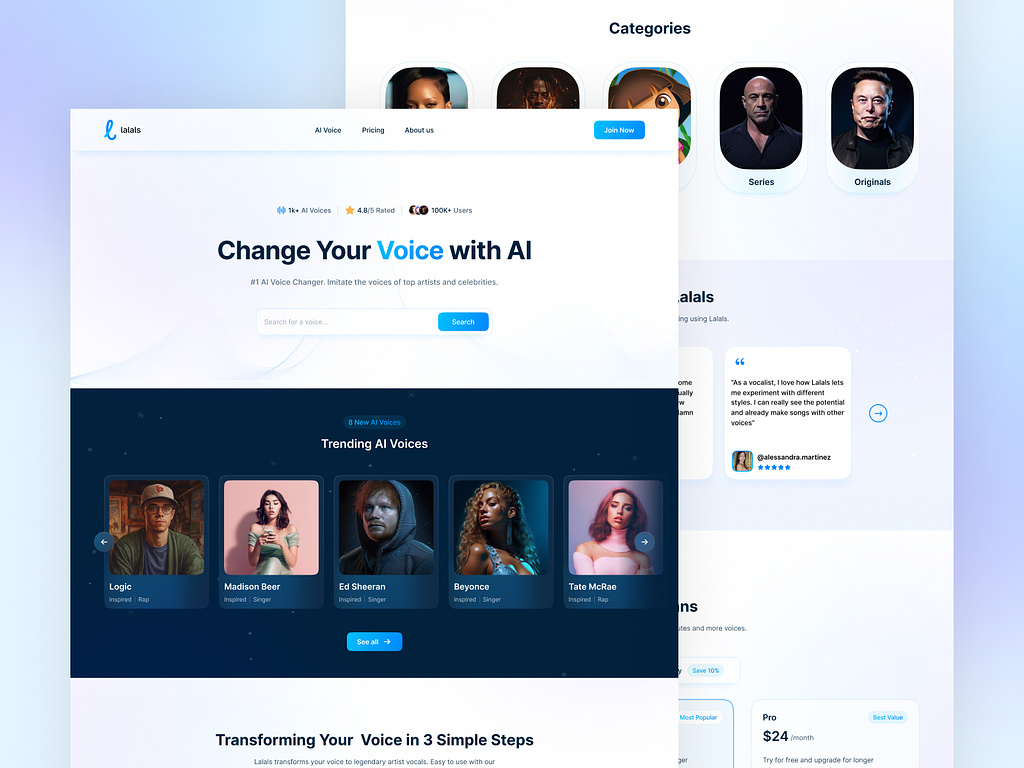 AI Voice Changer : Landing Page by Caliber Design | Layers