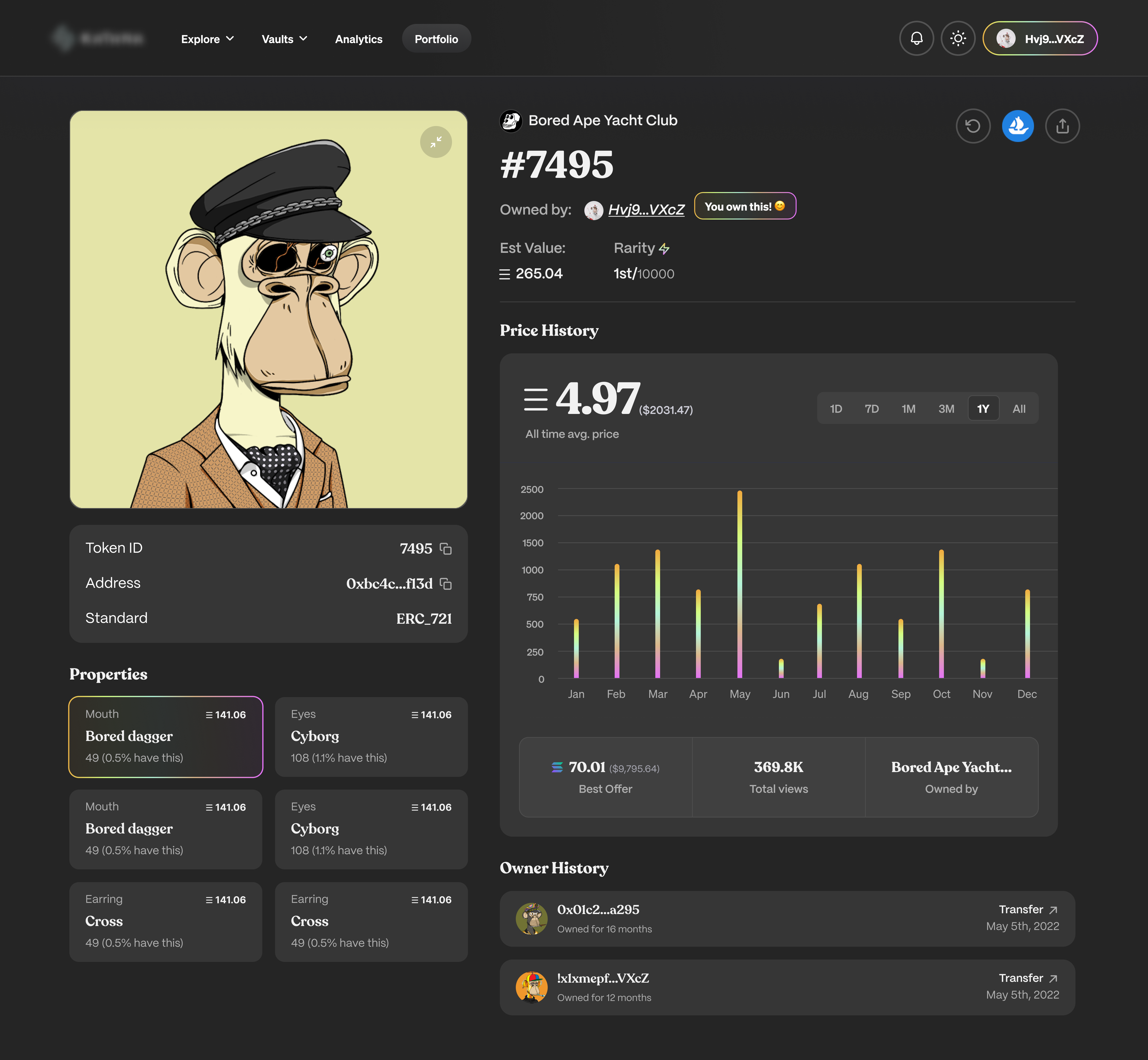 Bored Ape Individual NFT Details Page by Mehedi Hasan Rownock | Layers