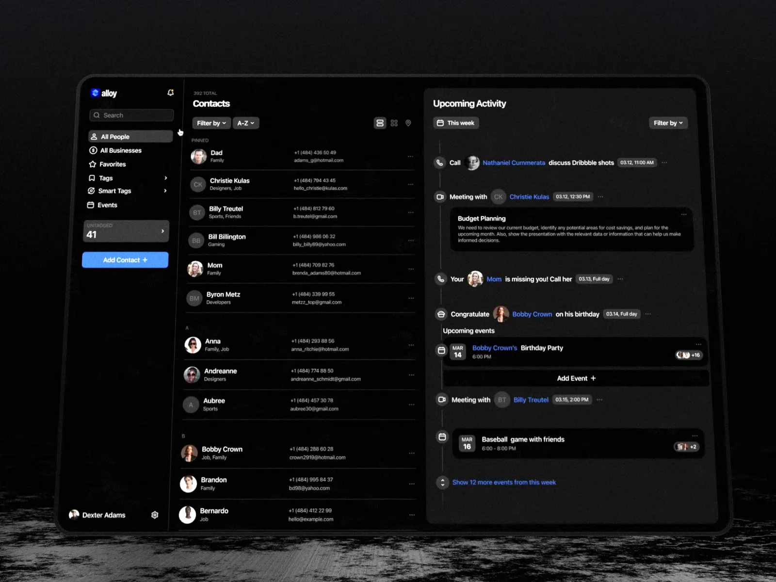 Alloy — Contact Management Web Dashboard Animation by Conceptzilla | Layers