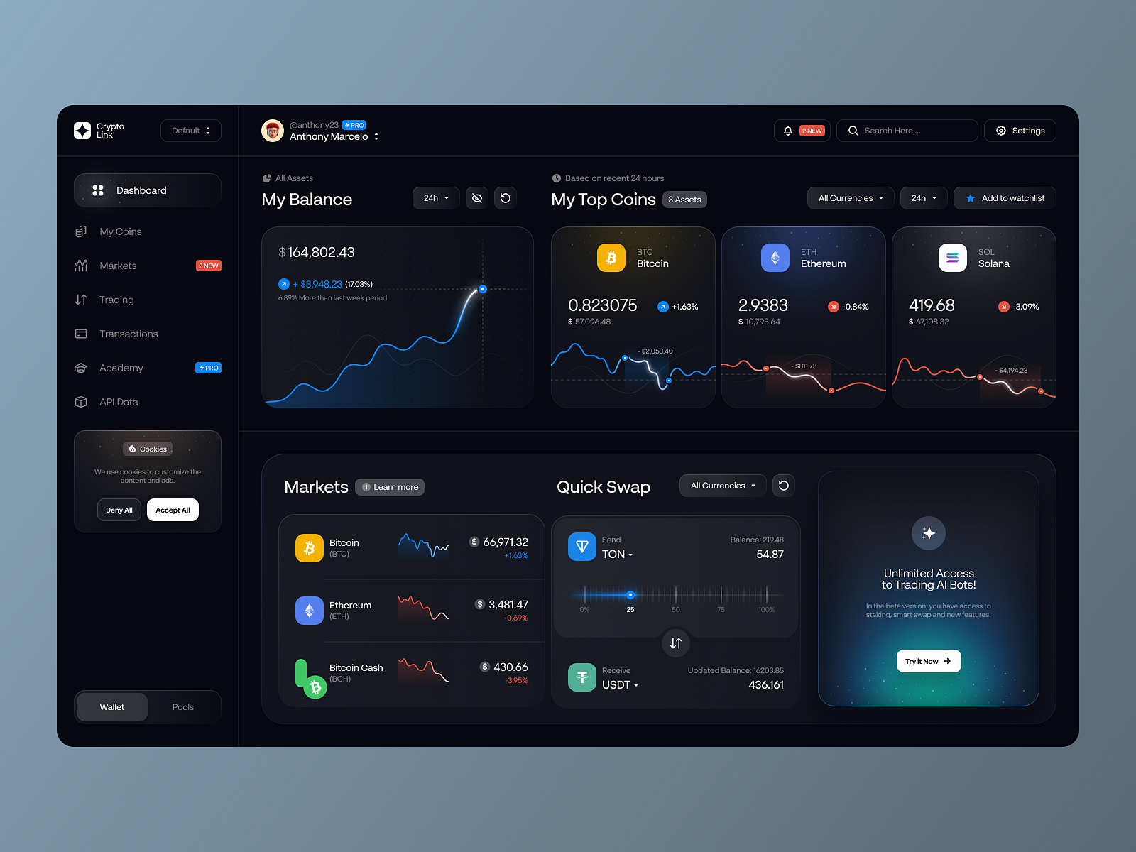 Crypto Trading Dashboard by qclay design | Layers