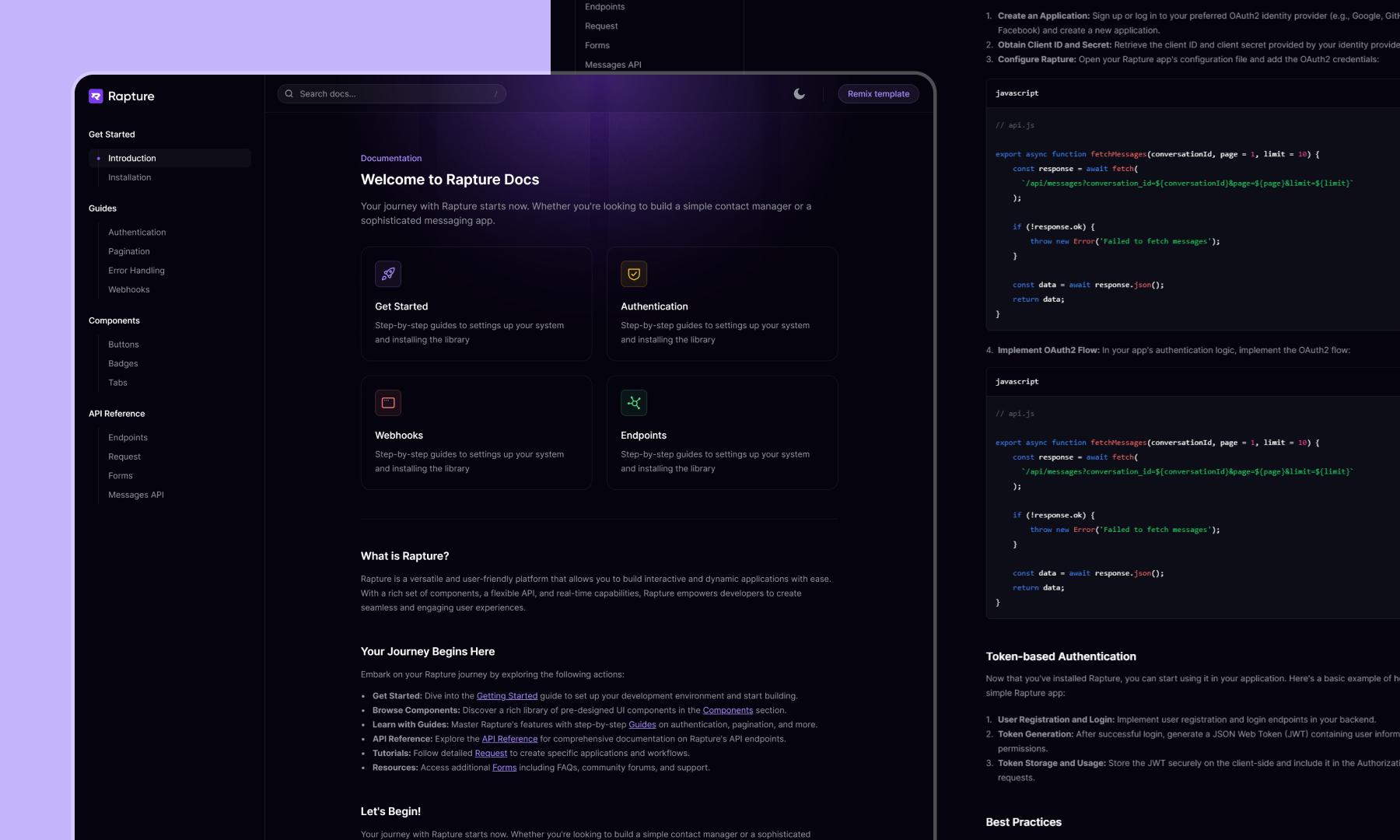 Rapture - Documentation Template by Riddle UI | Layers