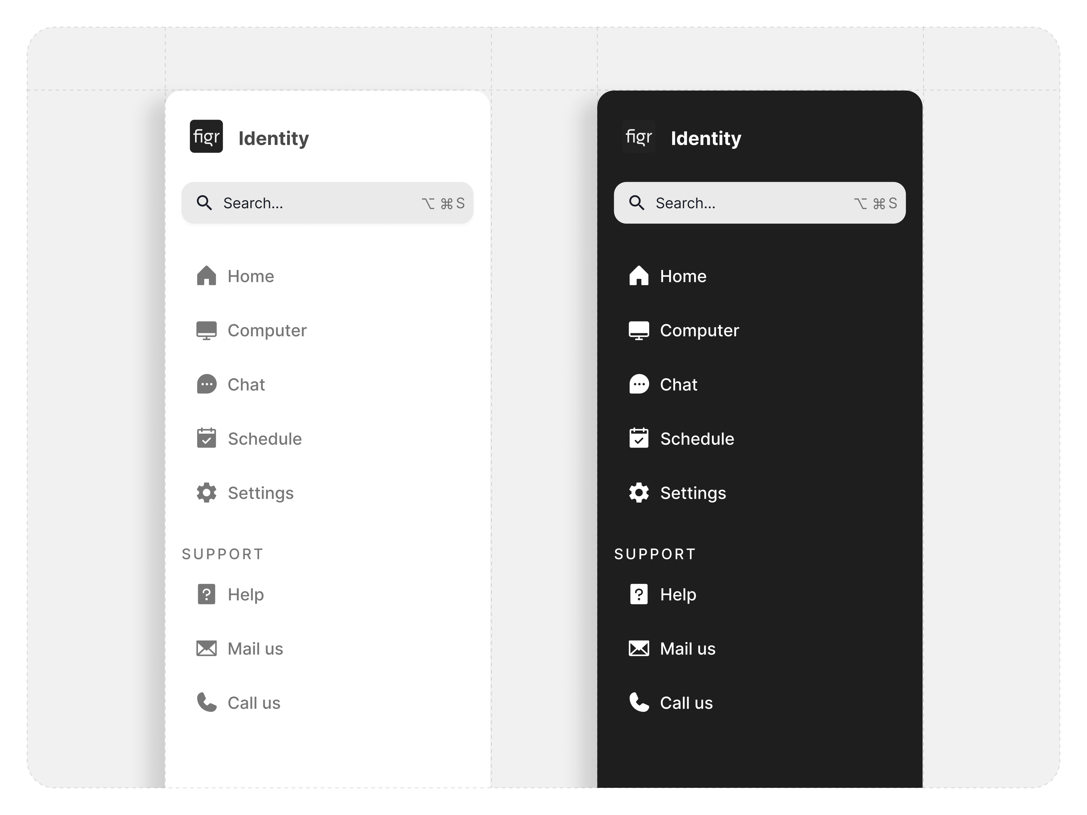 Sidenav - Made using Identity by Figr Design | Layers