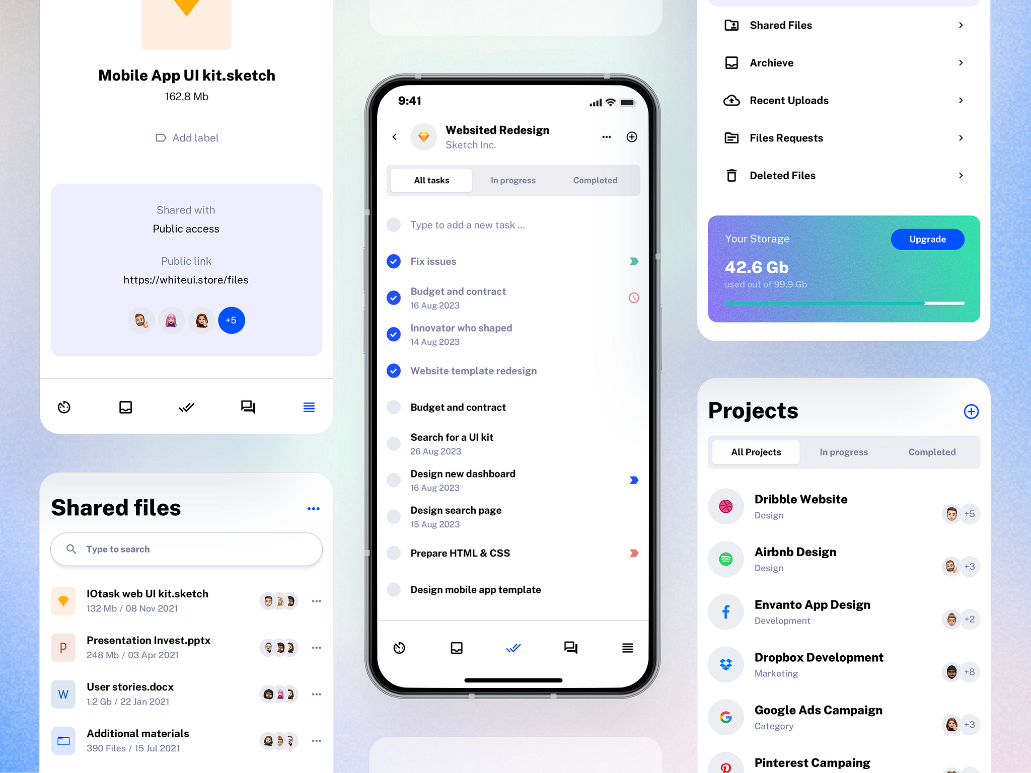 Project management app designed with Tasksy Mobile UI kit by Roman ...