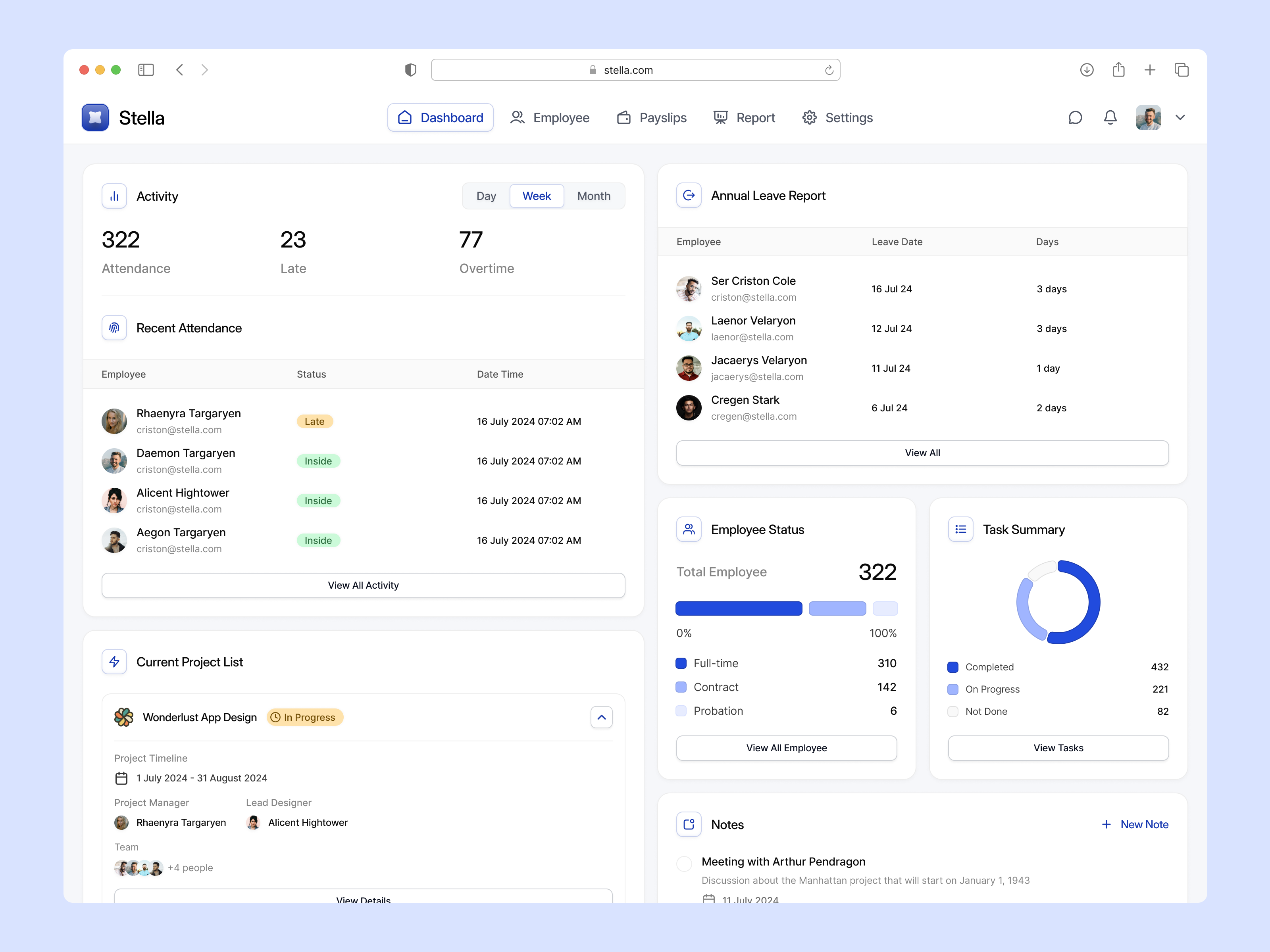 Stella - HR Management Dashboard by Pickolab Studio | Layers