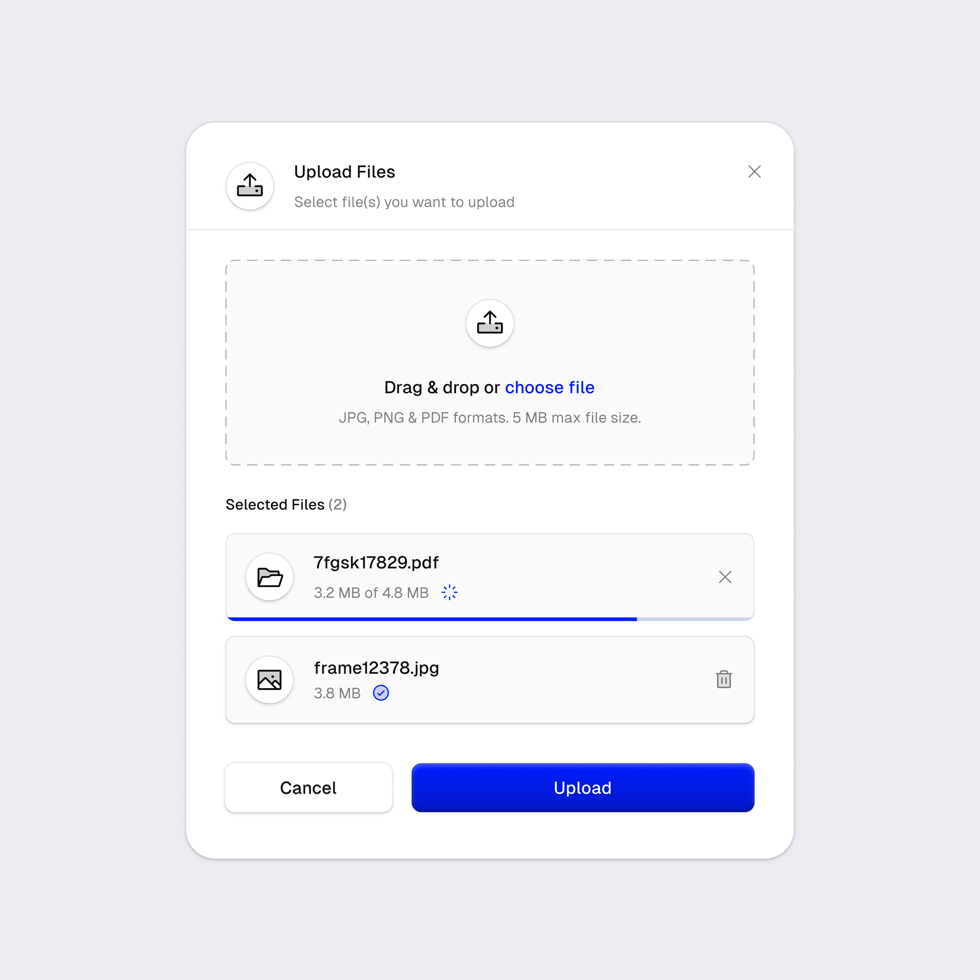 File upload modal by Oladapo Awosika | Layers