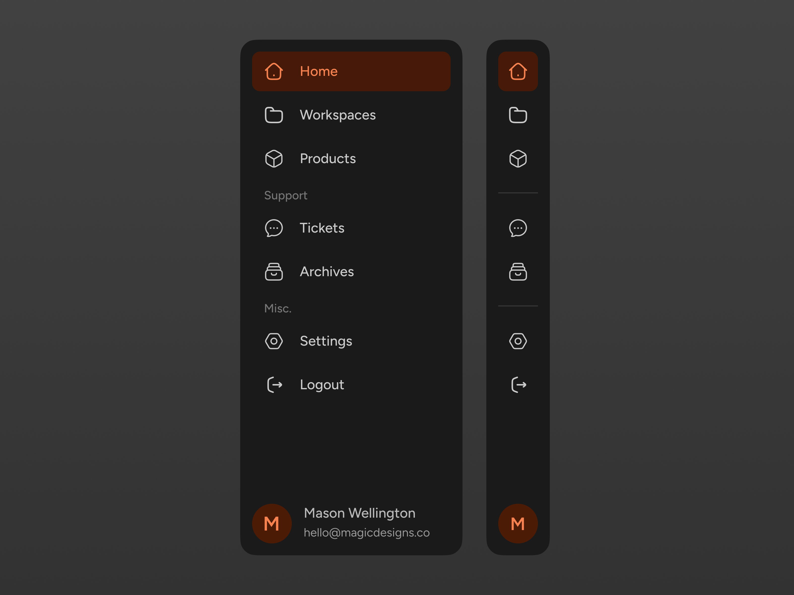 Clean Sidebar (Dark) by Mason King | Layers