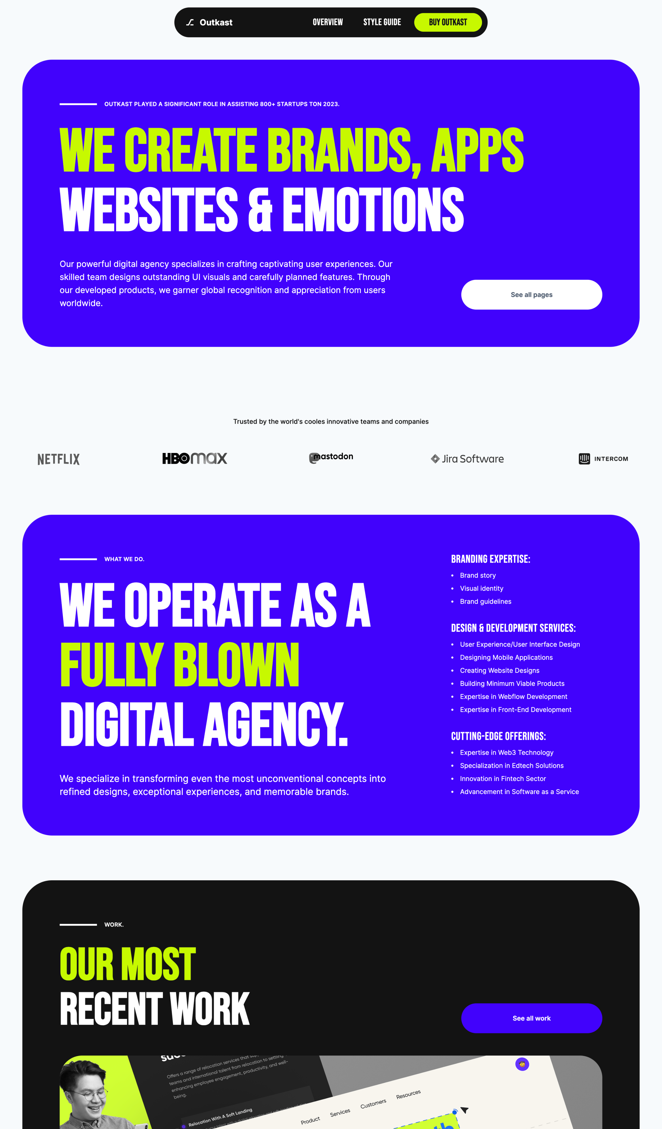 Outkast - Multipage agency theme by Michael Andreuzza | Layers