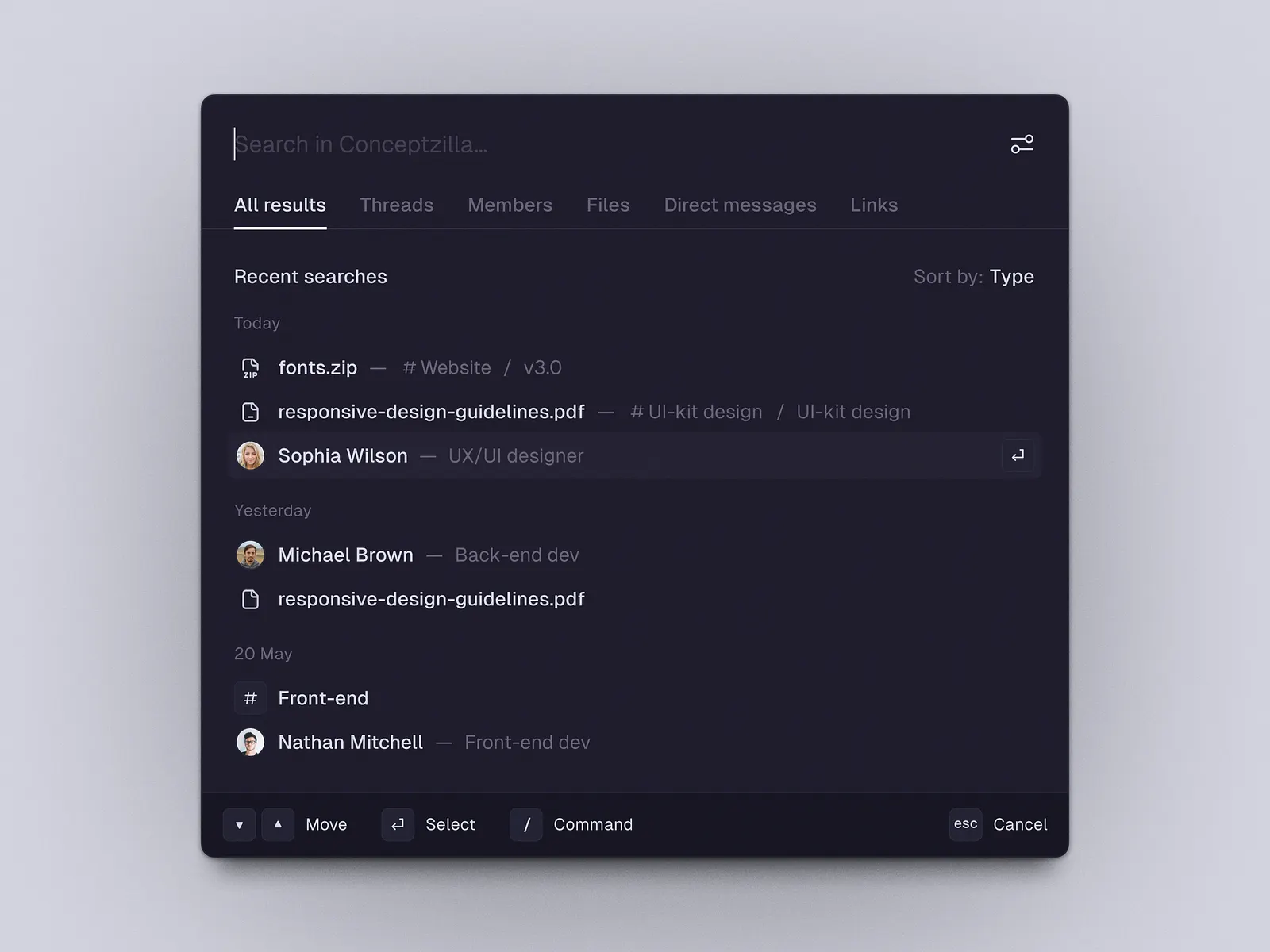 Dynamic Search for a SaaS Team Management Platform by Conceptzilla | Layers