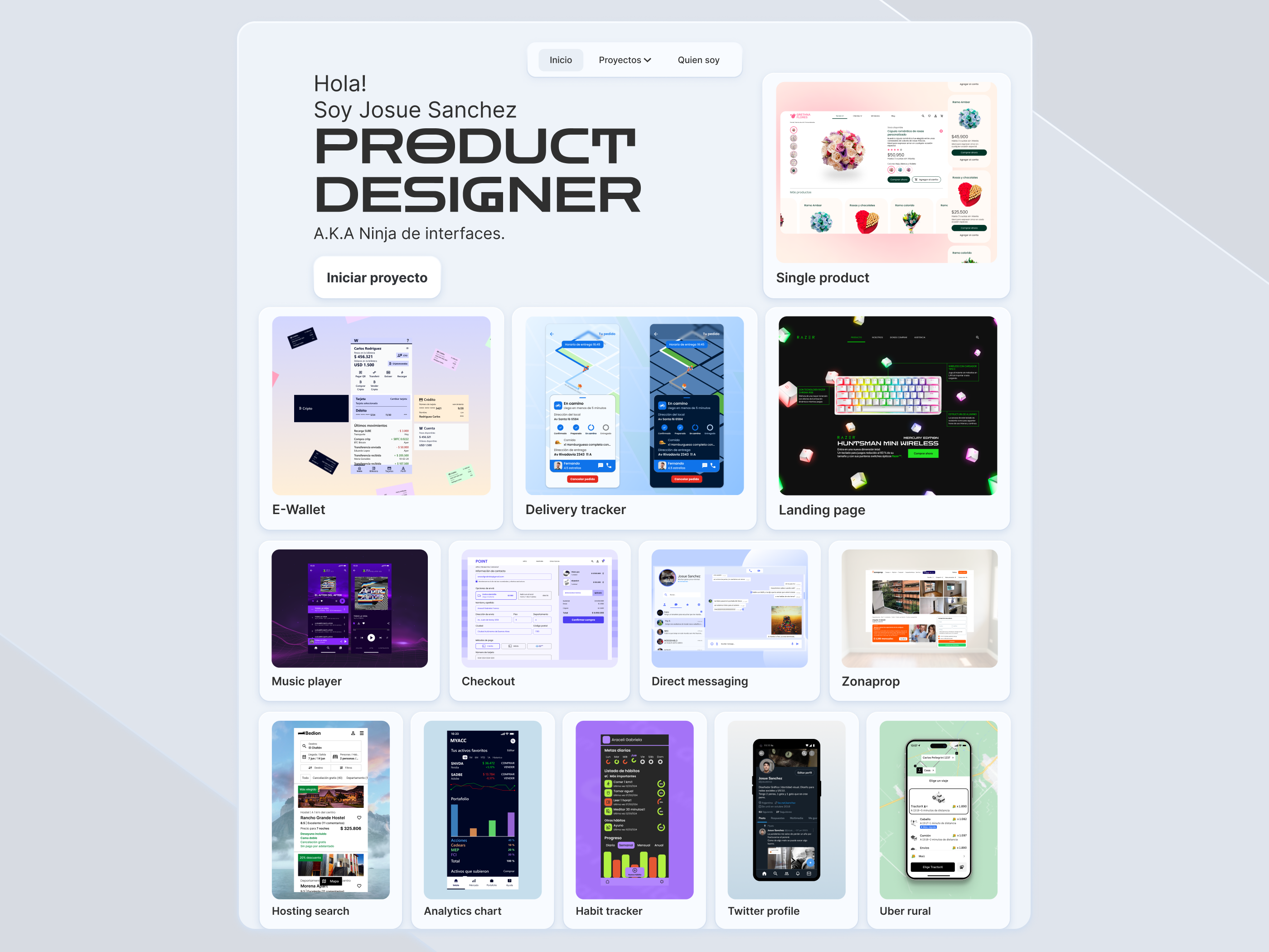 Portfolio: hero section + project grid by josue sanchez | Layers