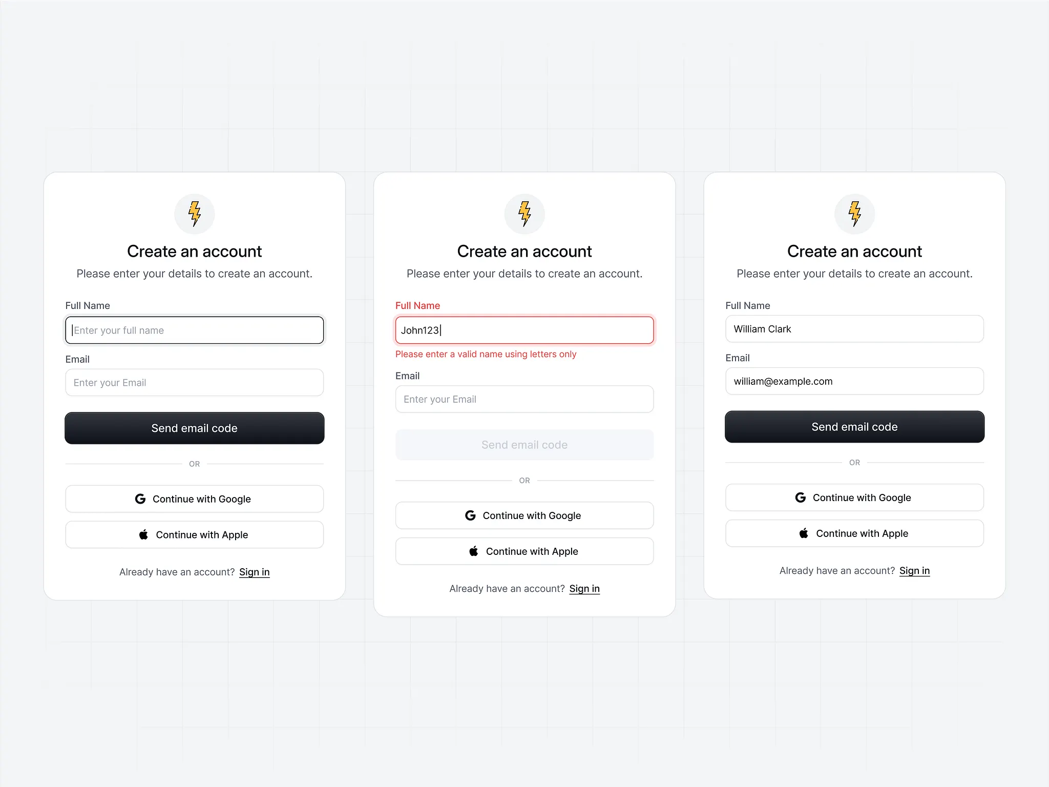 User Signup Validation UI by Dmitry Sergushkin | Layers