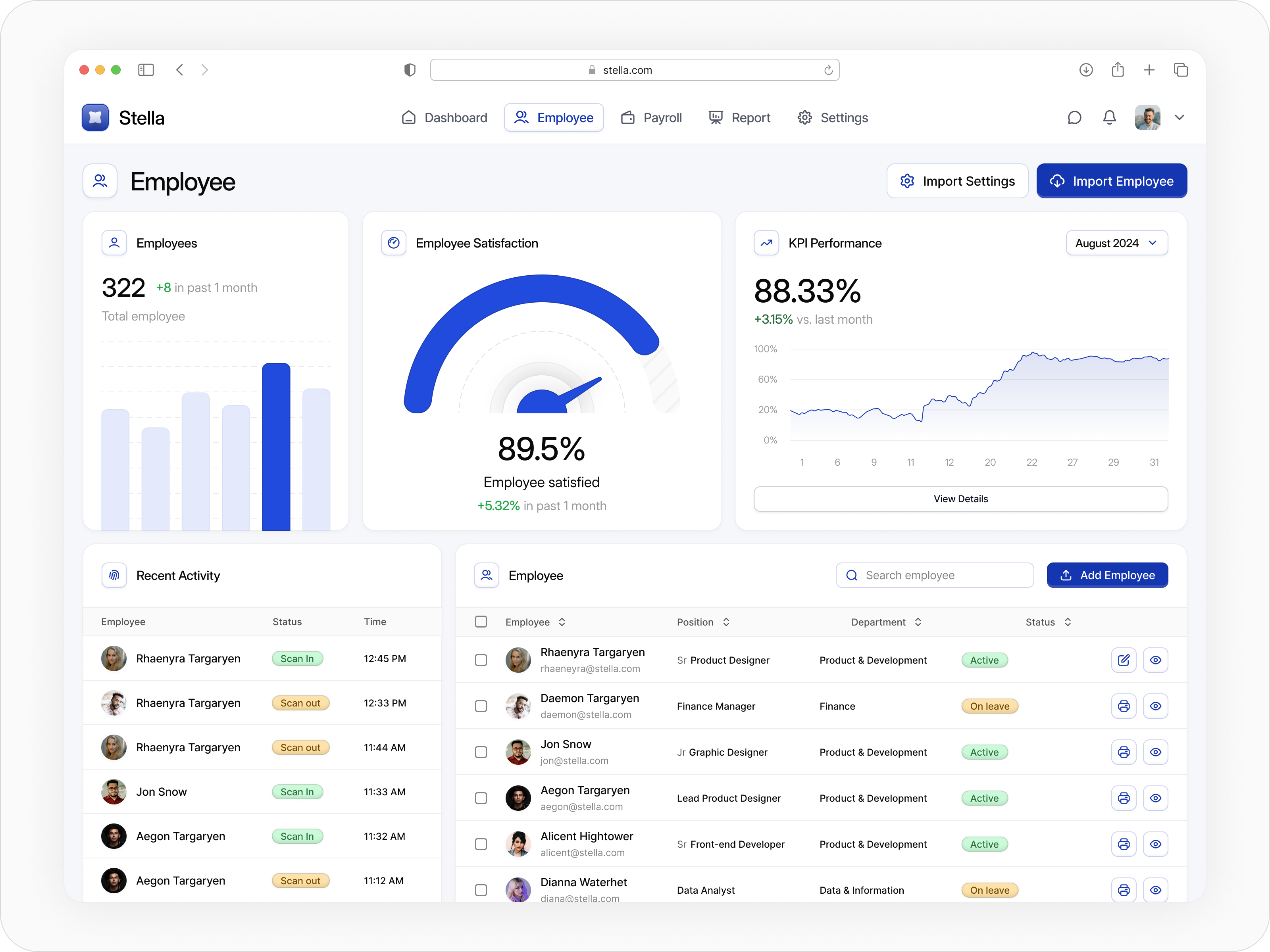 Stella - Employee Dashboard by Pickolab Studio | Layers