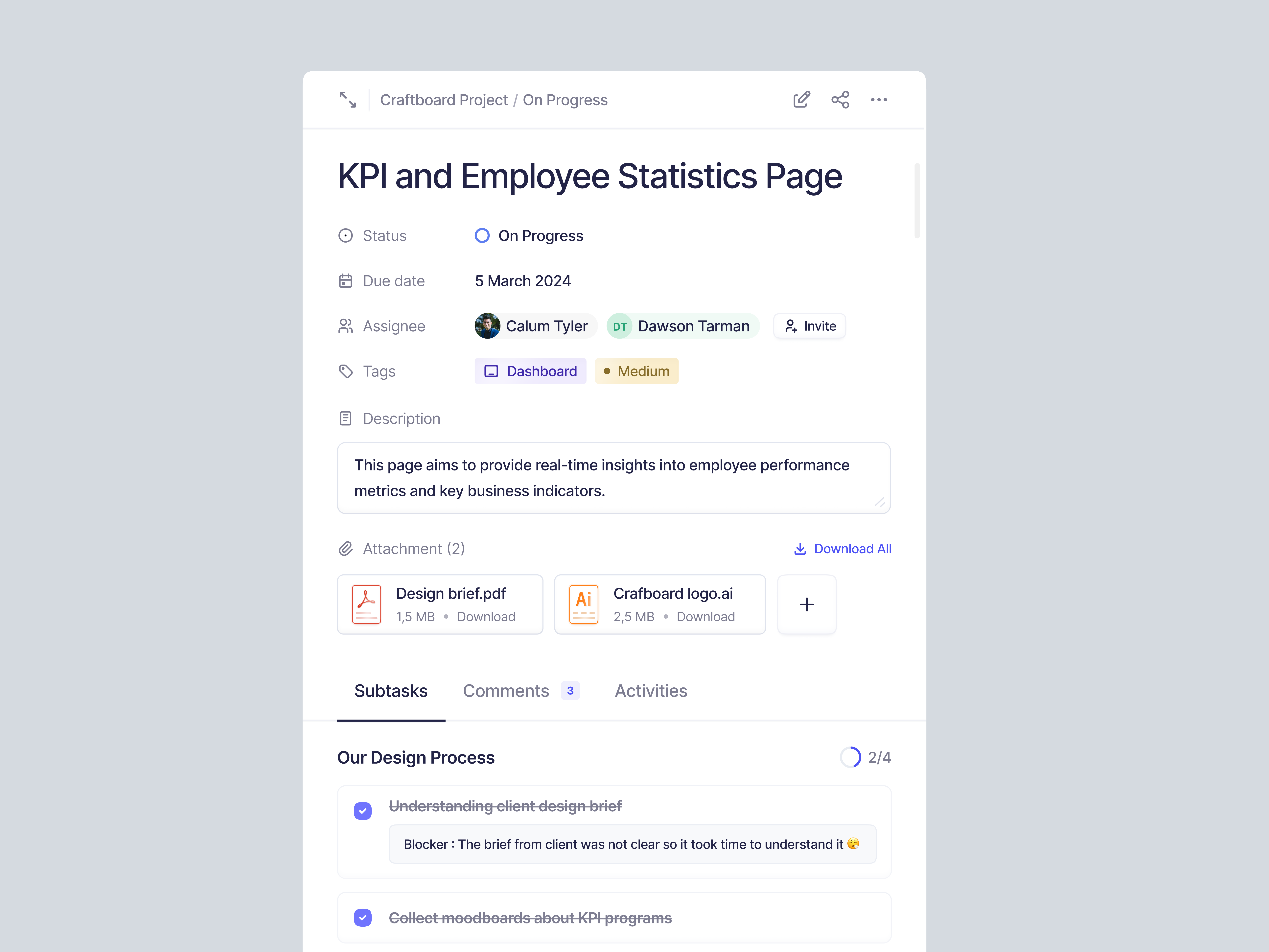Task Details for Dashboard by Ali Husni | Layers