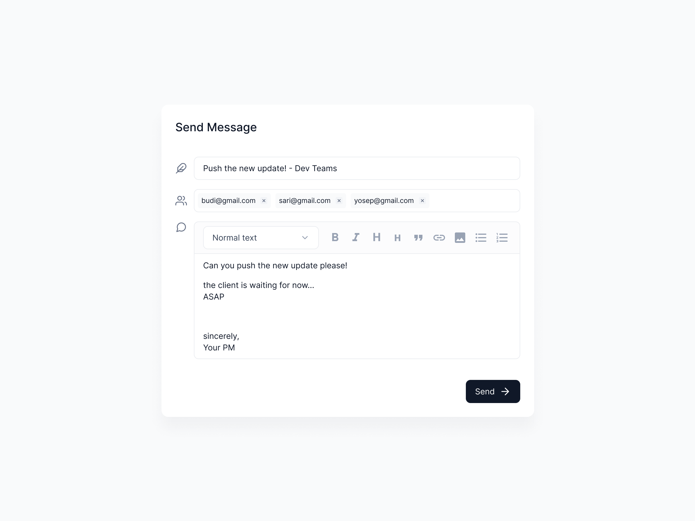 Modal Component - Send Message by Rama Dharma | Layers