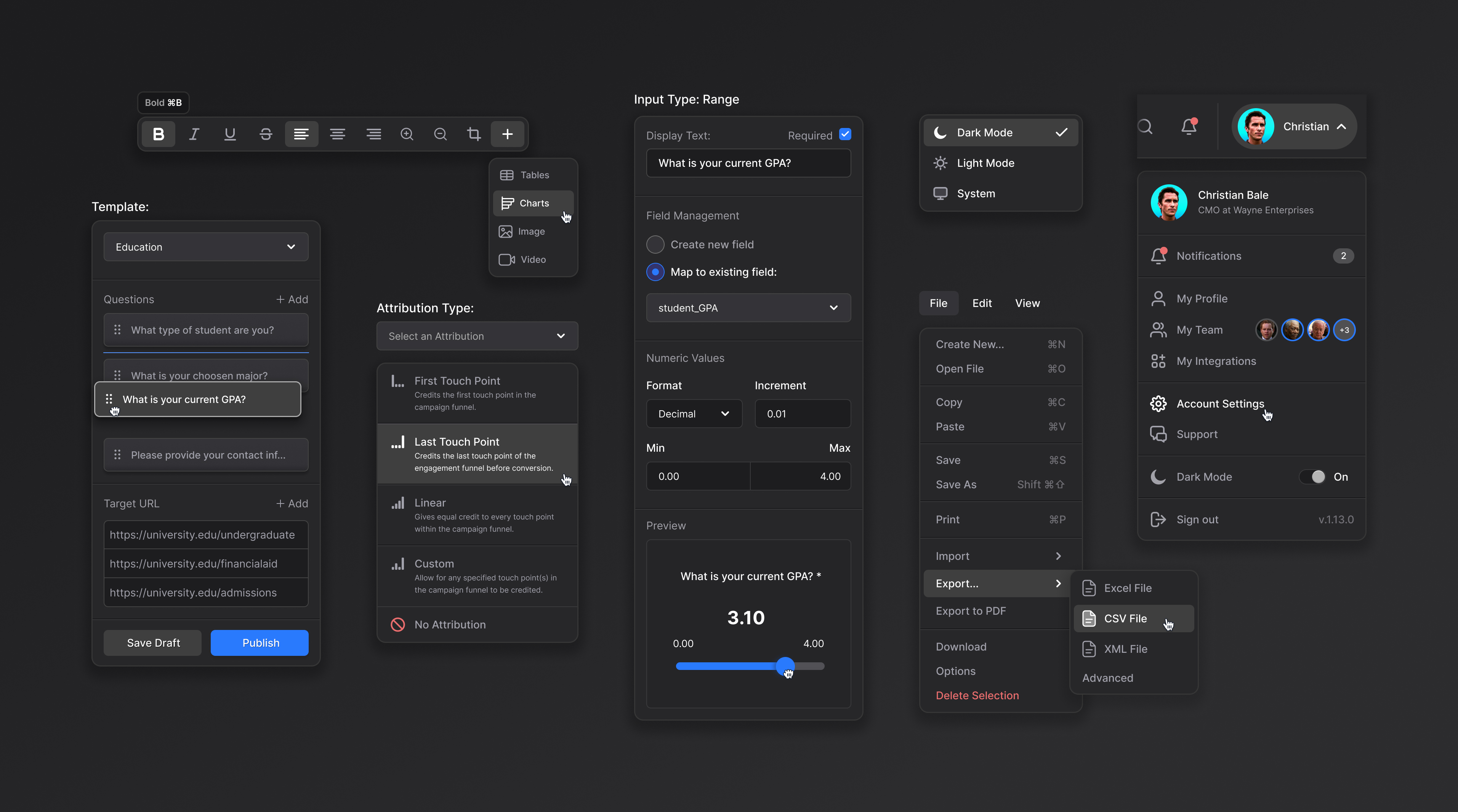 Menu Selection Components by Matt Dahlberg | Layers