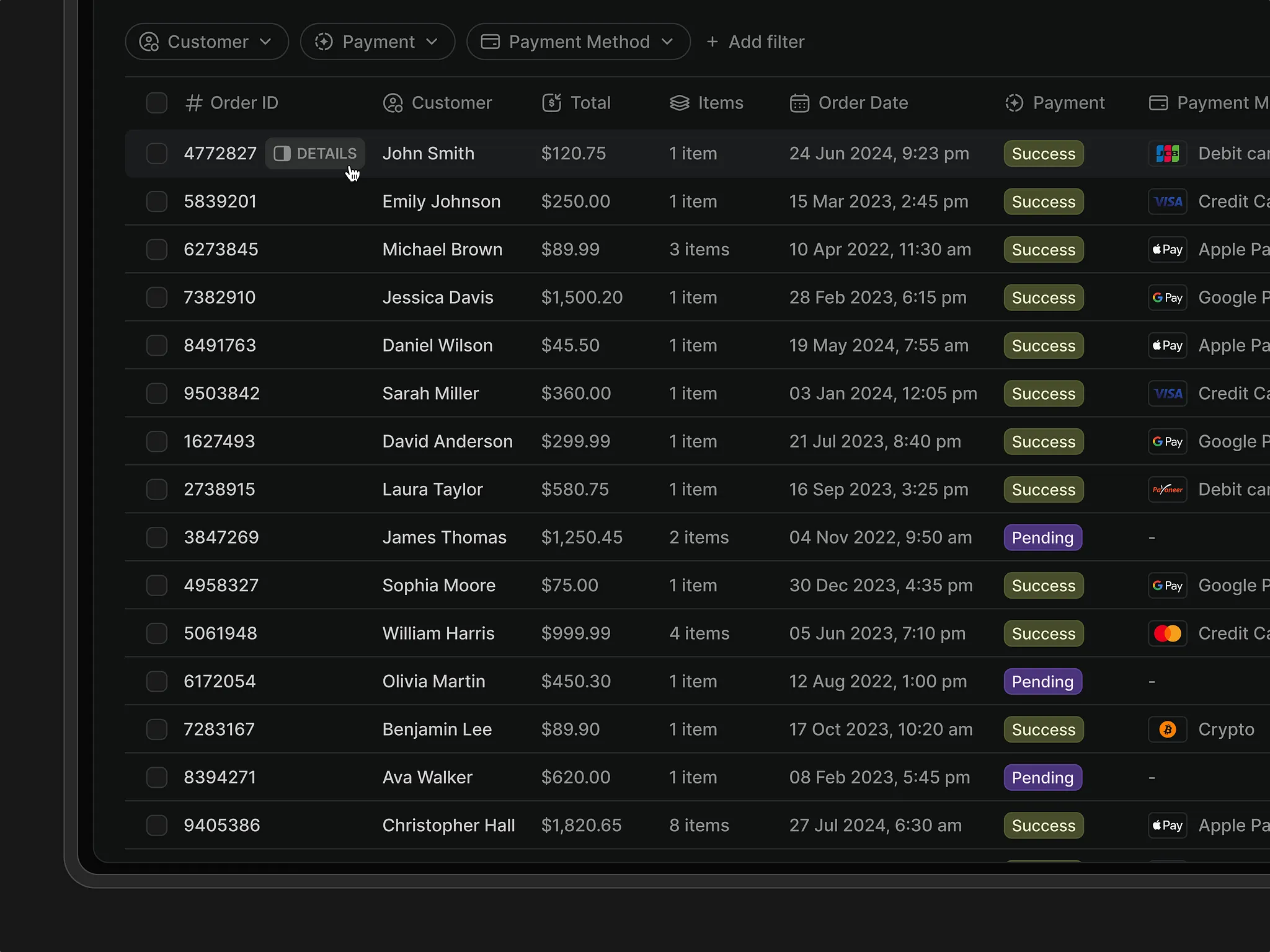 Interactive Order List & Details Panel by Dmitry Sergushkin | Layers