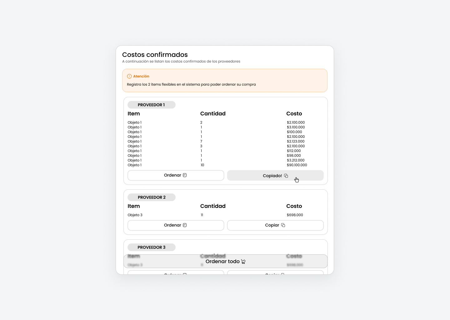 Modal summary to send a purchase order by Eddy | Layers