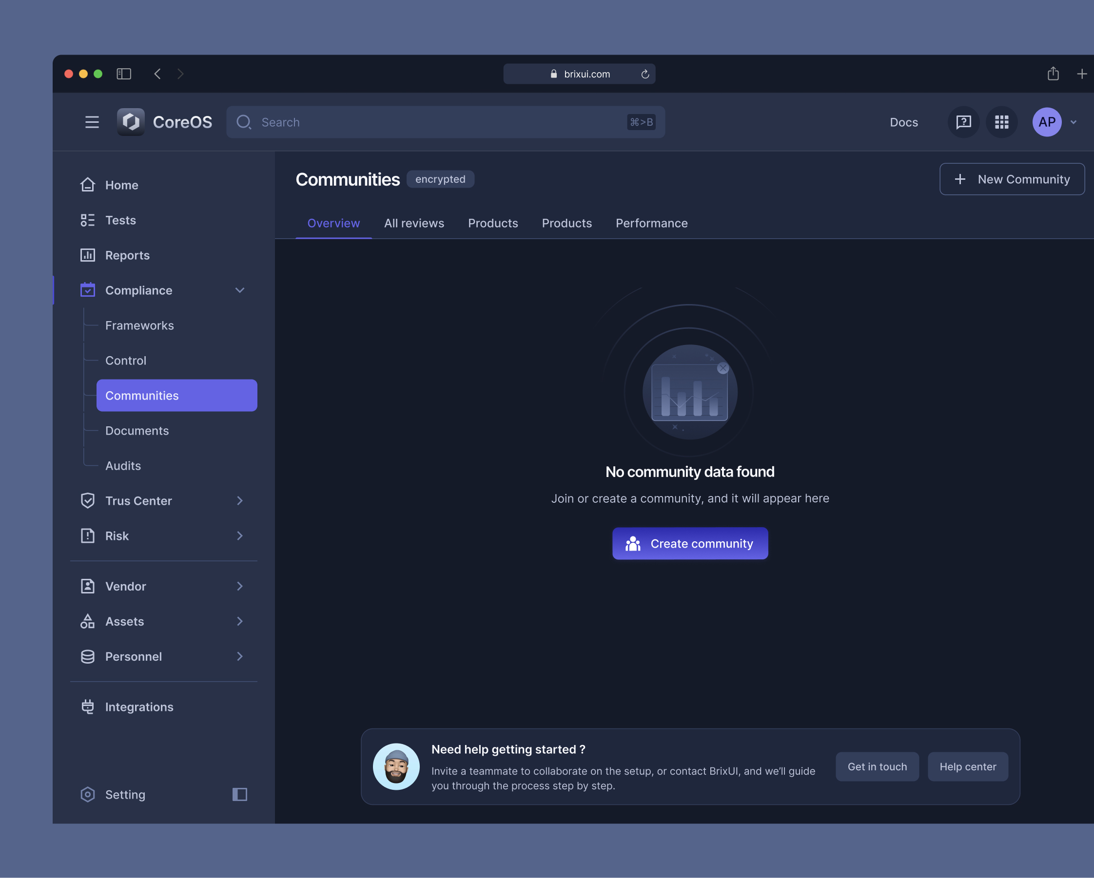 Empty State⎯ Community Dashboard | BrixUI.com by Akash Pandey | Layers