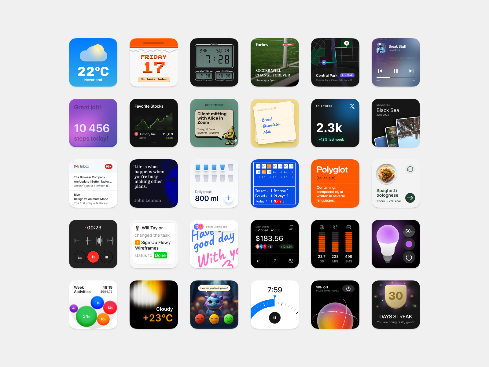 Widgets from widgets challenge by Eugene Doobrovin | Layers