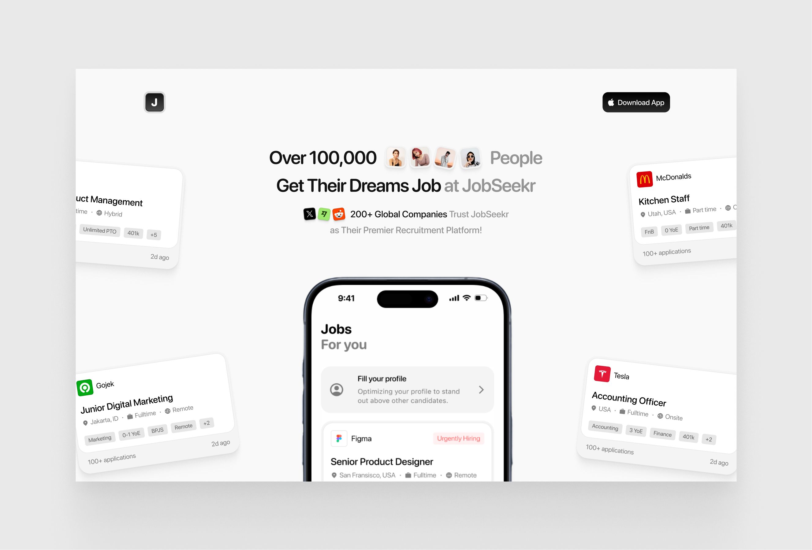 Job Portal App landing page - Hero Sections by Osha | Layers