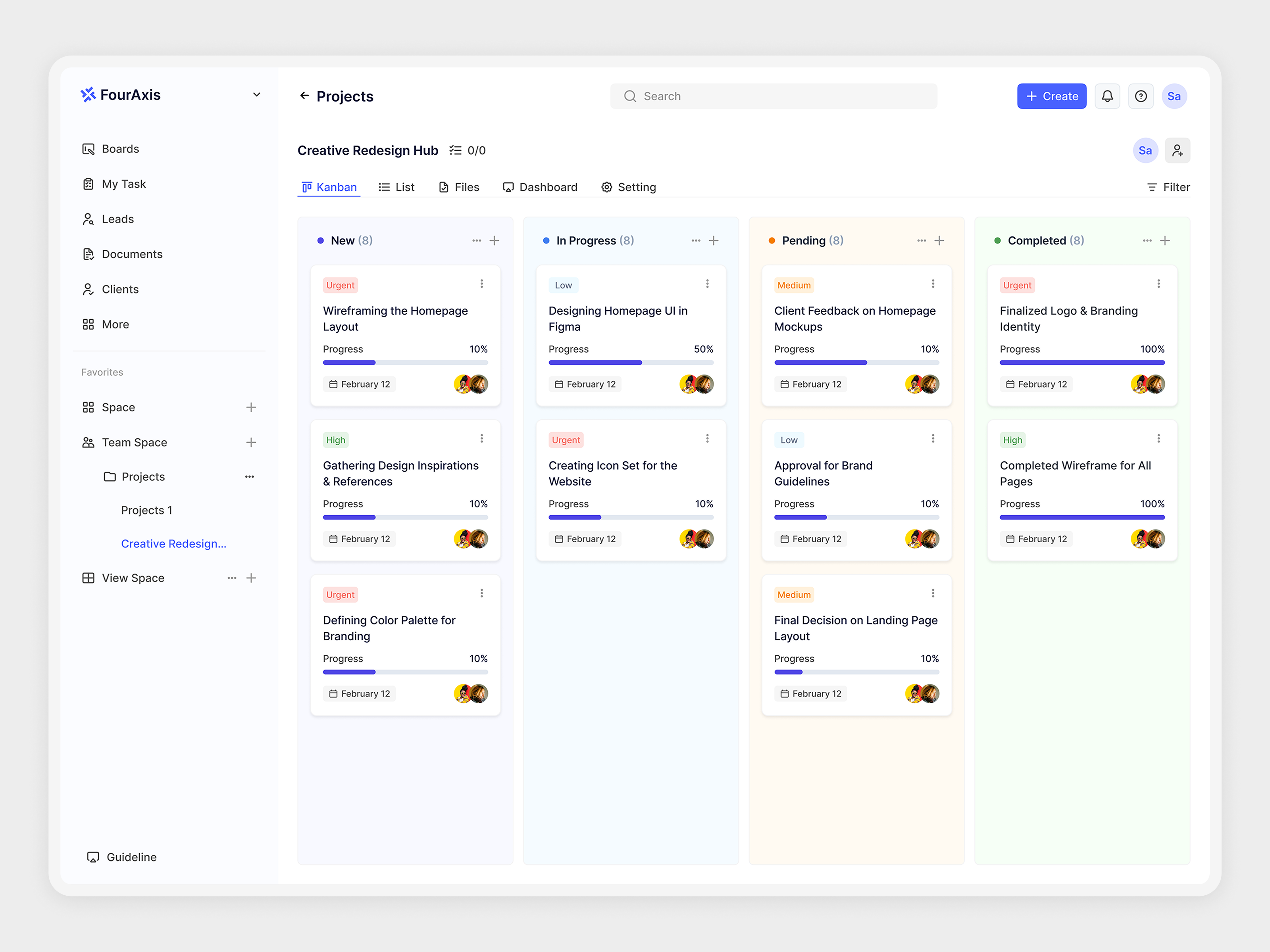 Project Management SaaS Kanban Board UI/UX Design by Creative Axis | Layers