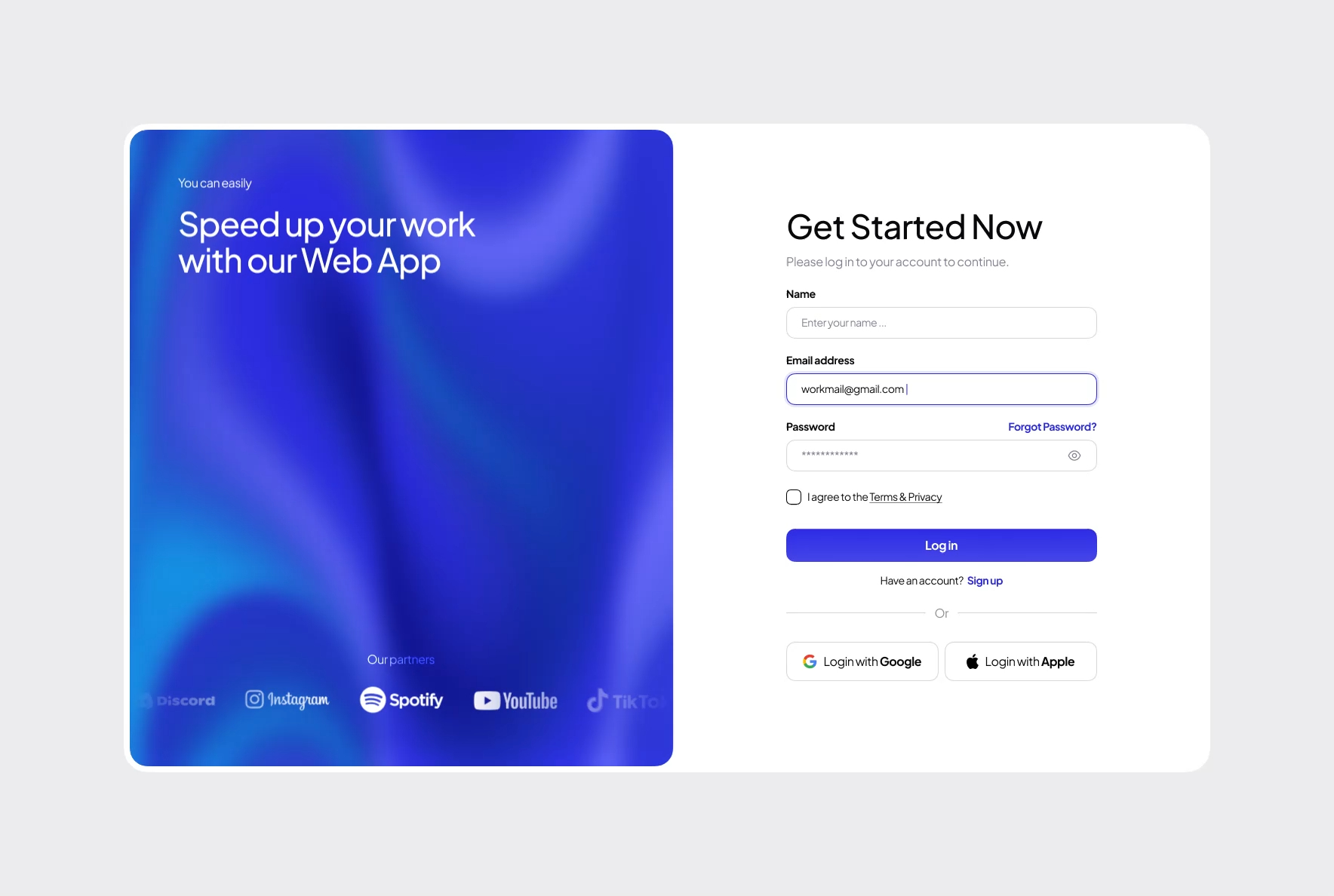 Desktop web app login screen design by Vitaliy Kotov | Layers