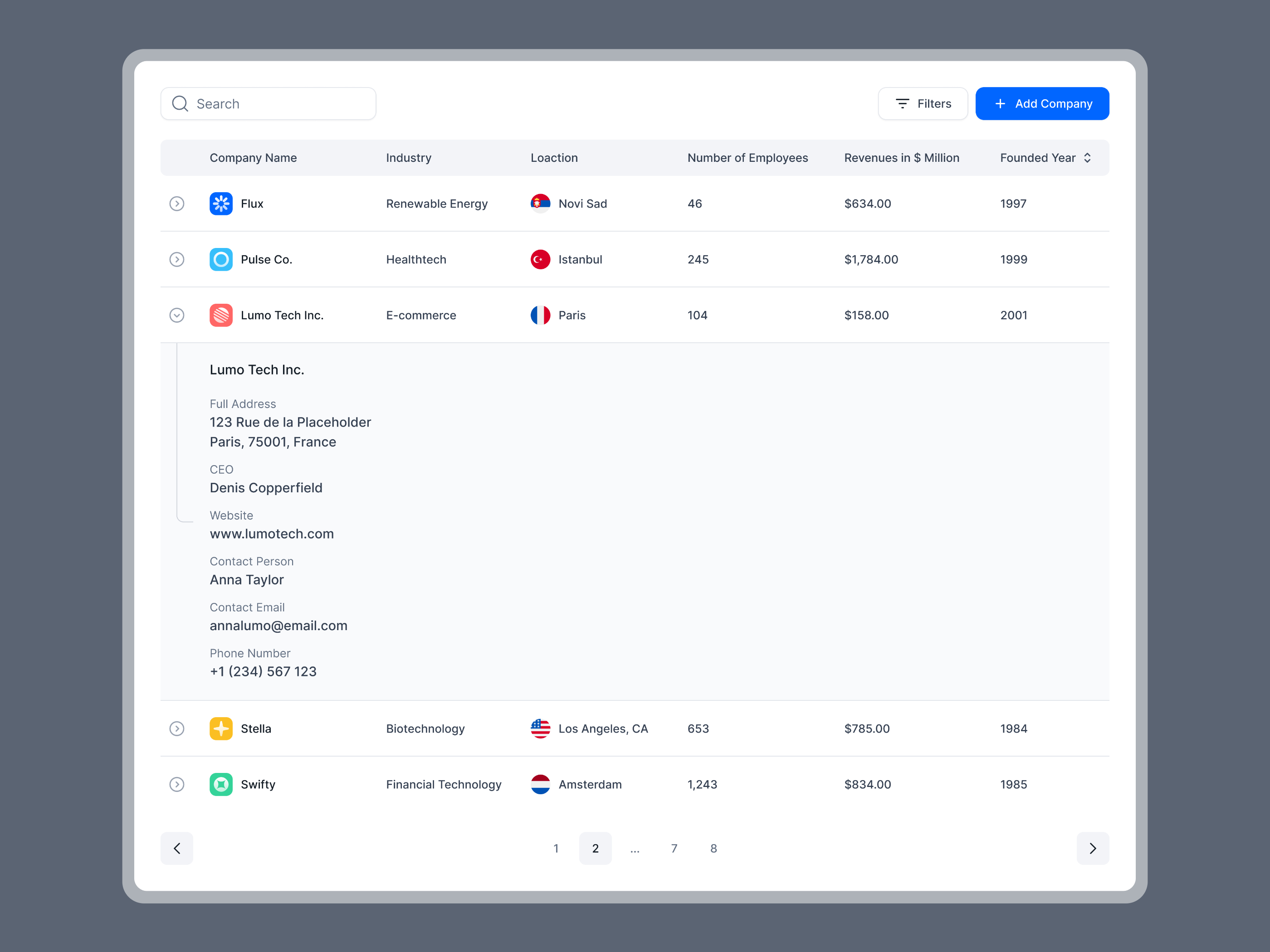 Expanded table row UI by Milorad Kekic | Layers