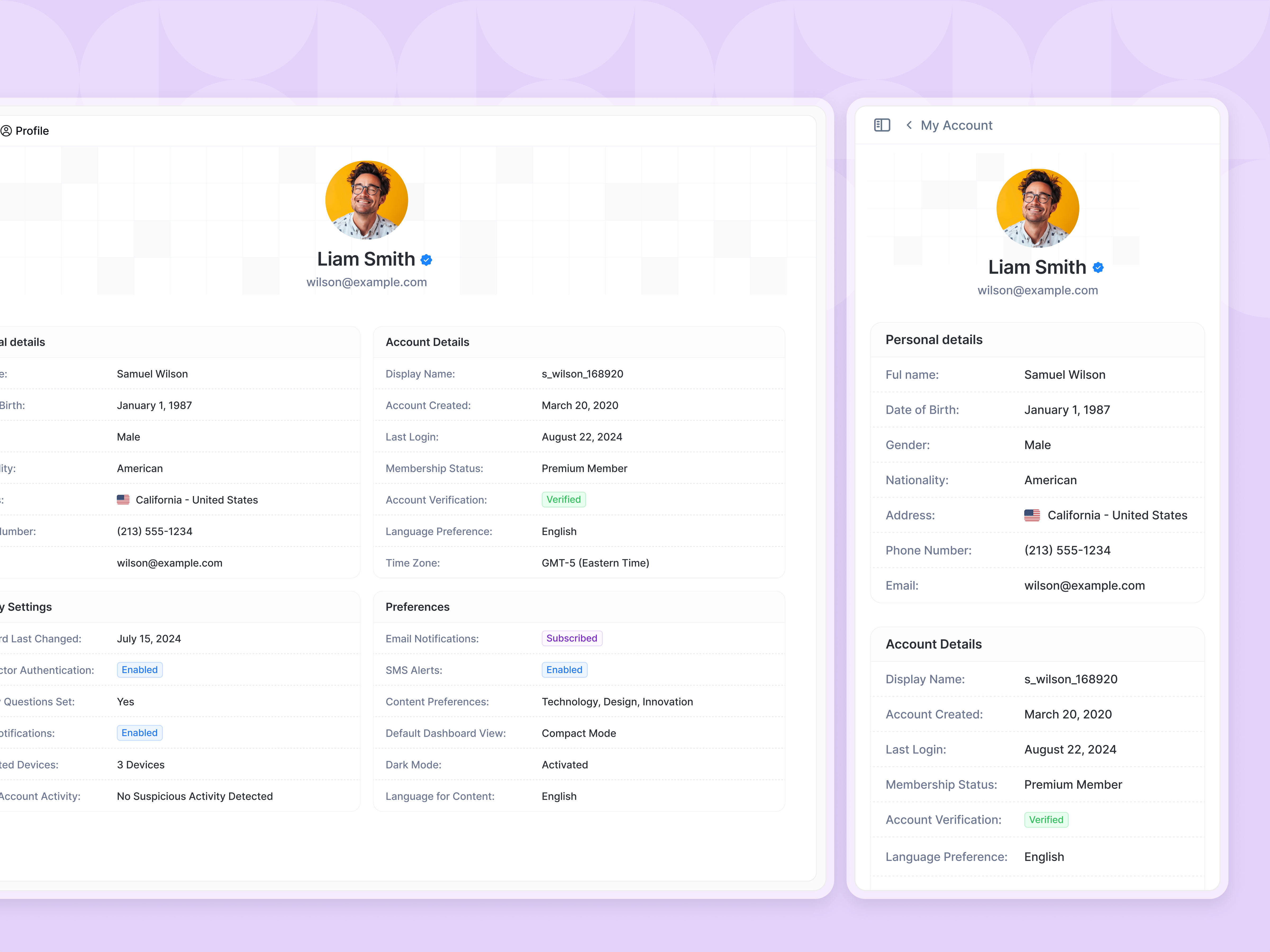 Responsive Profile page | Light by Dmitry Sergushkin | Layers