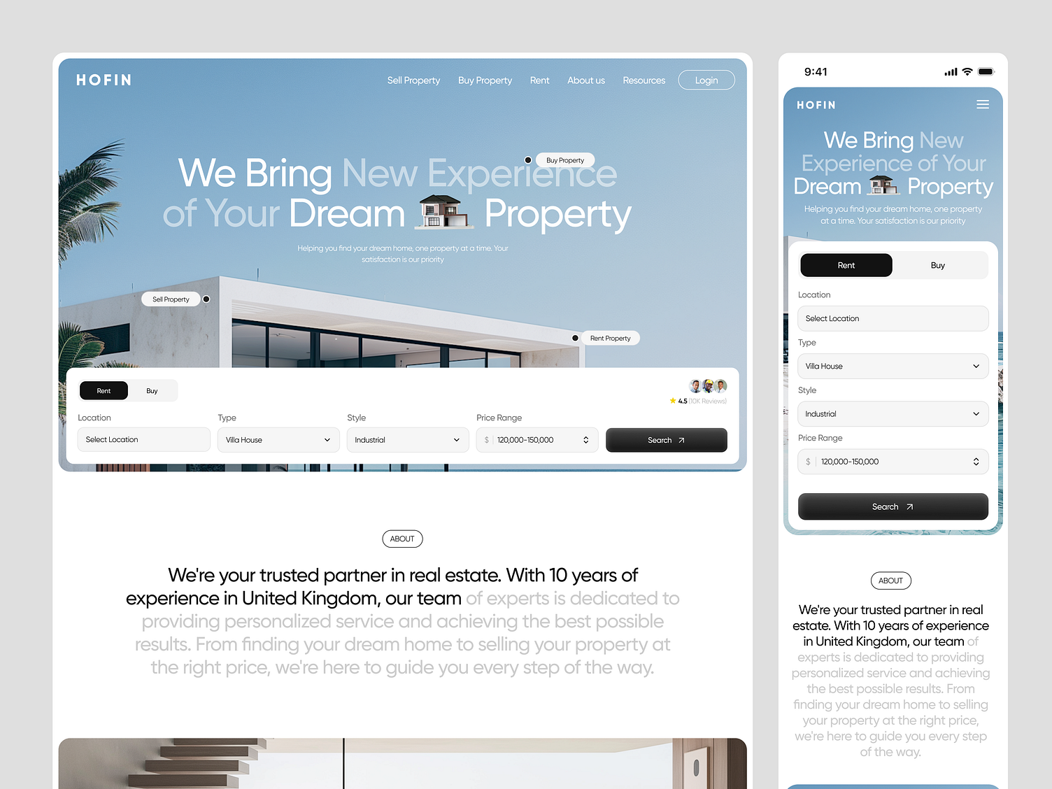HOFIN - Real Estate Platfom Landing Page by Hatypo Studio | Layers